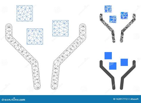 Data Filtering Vector Mesh Network Model And Triangle Mosaic Icon Stock Illustration