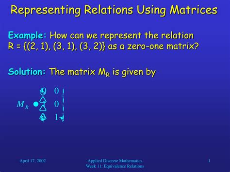 ppt representing relations using matrices powerpoint presentation