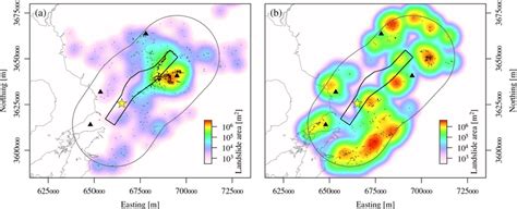 Spatial Distribution Of Landslides A Coseismic Landslides The Total Download Scientific