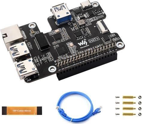 Pcie To Gigabit Ethernet And Usb 32 Gen1 Hat For Raspberry Pi 5 Pcie To Gige And Usb