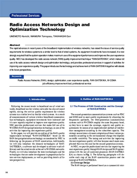 Pdf Radio Access Networks Design And Optimization Technology