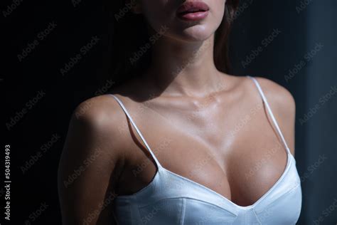 Close Up Beautiful Body Of Woman Big Boobs Sexy Breast Woman With