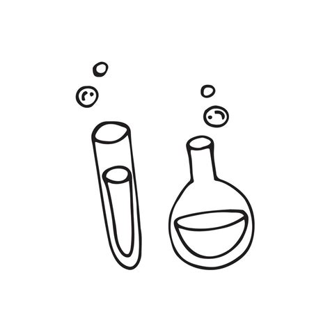 Single Element Of Lab Flask In Doodle Hand Drawn Vector Illustration For Cards Posters