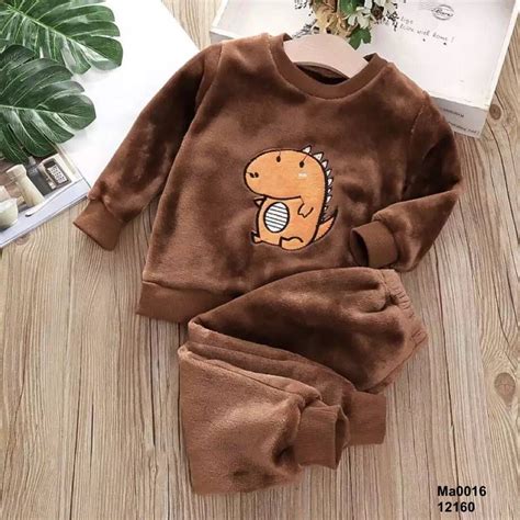 بلوز شلوار گرم زمستانی دایناسوری کیدزکالا