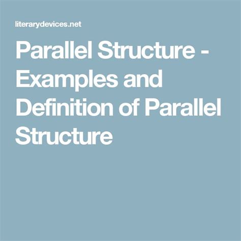 Parallel Structure Examples And Definition Of Parallel Structure Definitions Parallel Example