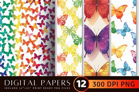 Rainbow Butterfly Pattern Digital Paper Graphic By Craftycakes · Creative Fabrica