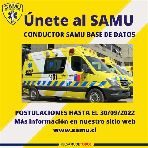 Informamos Proceso De Selección Conductor Samu Base De Datos Samu Metropolitano