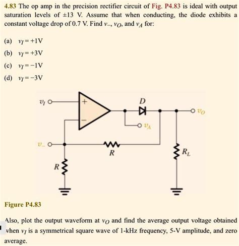 4 83 The Op Amp In The Precision Rectifier Circuit Of Fig P4 83 Is Ideal With Output Saturation