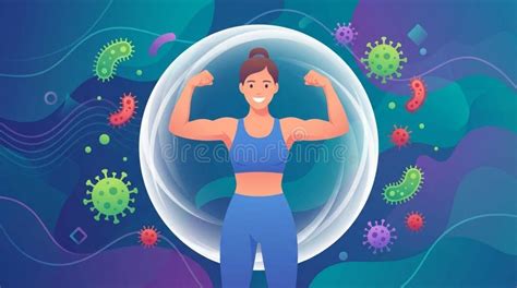 Strong Woman Protecting Immune System Against Viruses And Bacteria