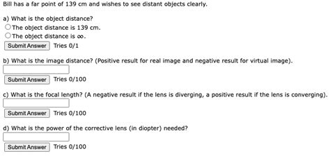 Solved The Object Distance Is Tries B What Is The Chegg