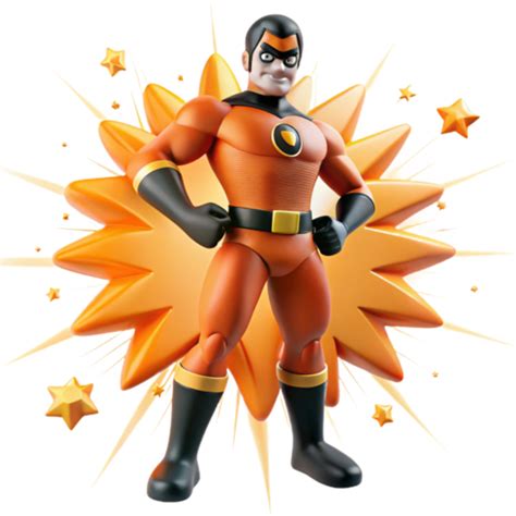 Orange Superhero Render Powerful Posing Starburst Background