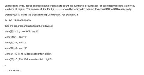 Solved Using Edsim Write Debug And Trace 8051 Programs To