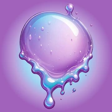 A Purple Bubble With Water Drops And Purple Background Premium Ai