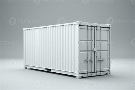 Ai Generated White Shipping Container Isolated On White Background