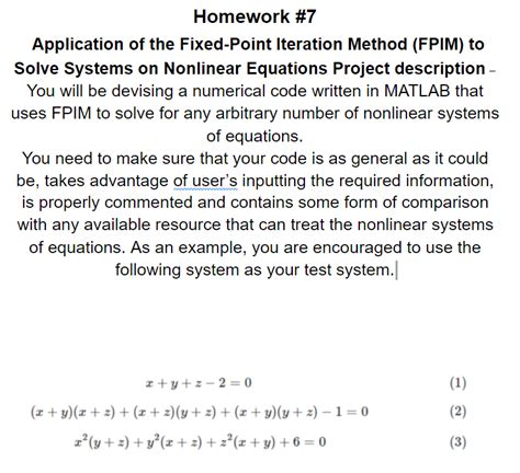 Homework Application Of The Fixed Point Iteration Chegg
