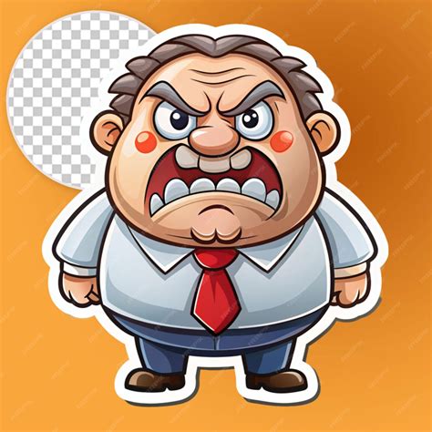Angry Boss Cartoon Vector Illustration Sticker Premium Ai Generated Psd