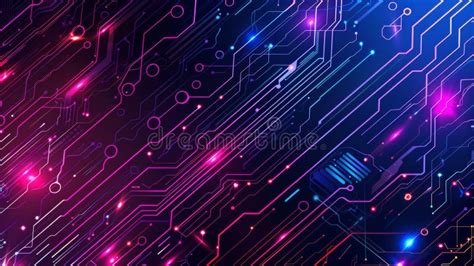futuristic neon cyber circuit board with vibrant colors technology