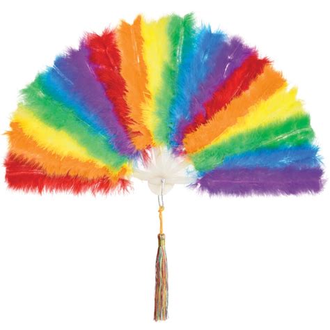 Pride Rainbow Feather Fan 9 In Party City