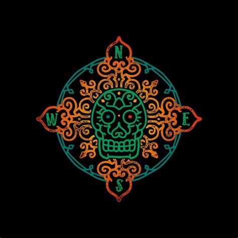 Premium Vector Aztec Skull Vintage Compass Illustration