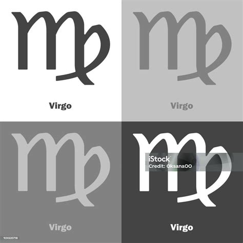 처녀자리 조디악 기호를 설정합니다 점성 학 기호입니다 화이트그레이블랙 색상에 벡터 아이콘 0명에 대한 스톡 벡터 아트 및 기타