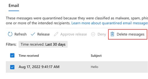 release or delete a message quarantined by microsoft 365 microsoft