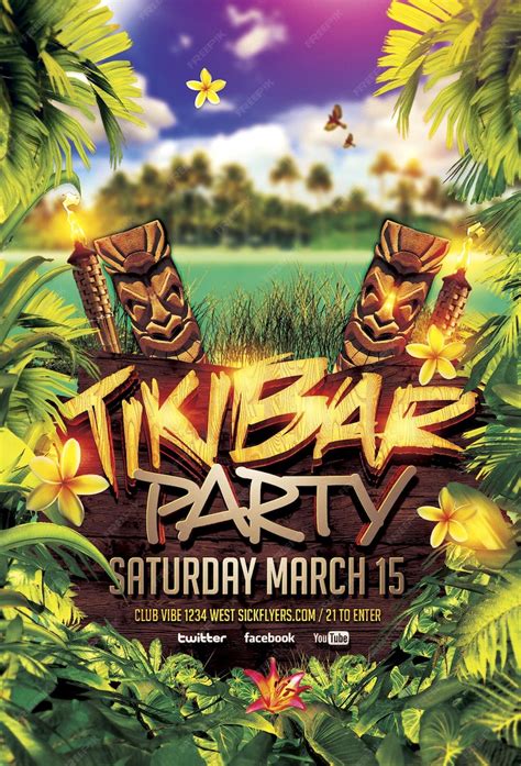 Premium Psd Free Psd Flyer Tiki Bar Night Party Template