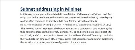 Solved In This Assignment You Will Use Miniedit On A Mininet
