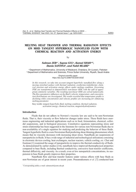 Pdf Melting Heat Transfer And Thermal Radiation Effects On Mhd