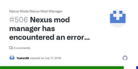 nexus mod manager has encountered an error and needs to close · issue