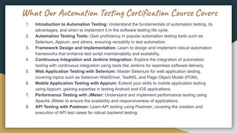 ppt automation testing certification course powerpoint presentation