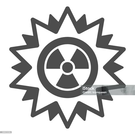 방사선 물개 솔리드 아이콘 원자력 개념과 함께 별 모양 벡터 그래픽 흰색 배경에 방사능 폭발 기호 모바일 또는 웹 디자인용 글리프 스타일 아이콘 검은색에 대한 스톡 벡터