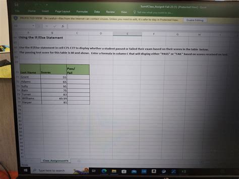 Solved Use The IF Else Statement In Cell C C To Display Chegg