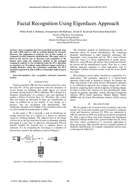Pdf Facial Recognition Using Eigenfaces Approach