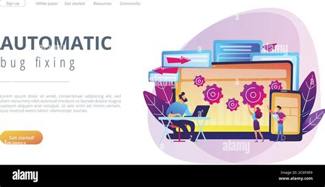 Cross Platform Bug Founding Concept Landing Page Stock Vector Image And Art Alamy