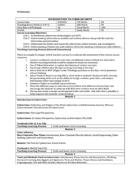 Cyber Security Syllabus Pdf