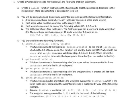 Solved 1 Create A Python Source Code File That Solves The