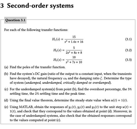Solved 3 Second-order systems Question 3.1 For each of the | Chegg.com