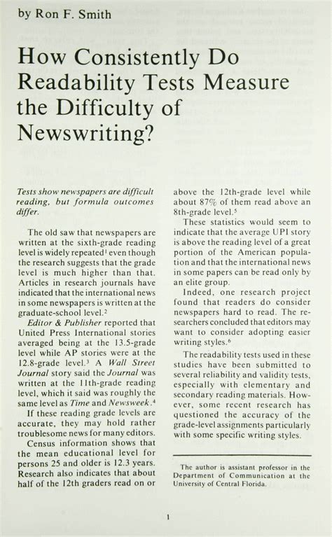 How Consistently Do Readability Tests Measure The Difficulty Of