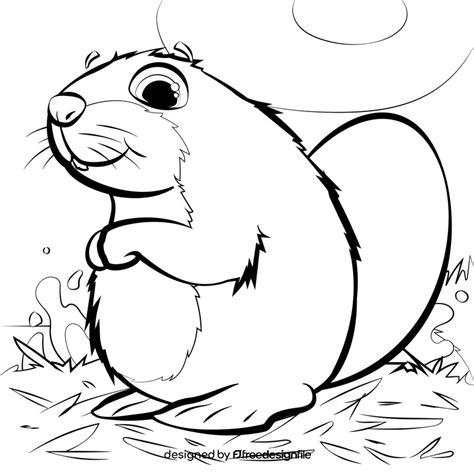 Beaver Cartoon Black And White Vector Free Download