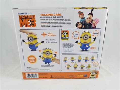 Despicable Me 3 Deluxe Talking Minion Carl Toy Figure Free Moves Eyes Arms Nib 1931953127