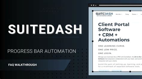 Faq Walkthrough Suitedash Progress Bar Automation Youtube