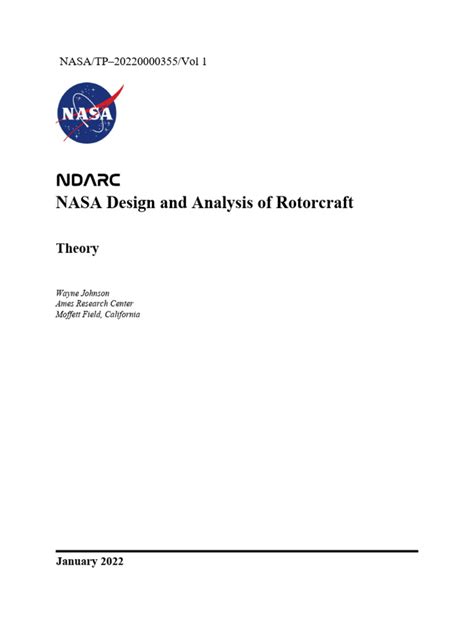 Nasa Design And Analysis Of Rotorcraft Pdf Aircraft Helicopter