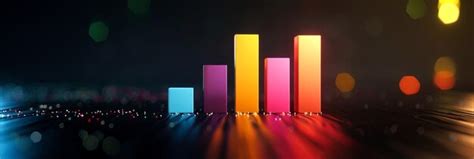 3d Rendering Chart Bars Colored On Dark Background Premium Ai