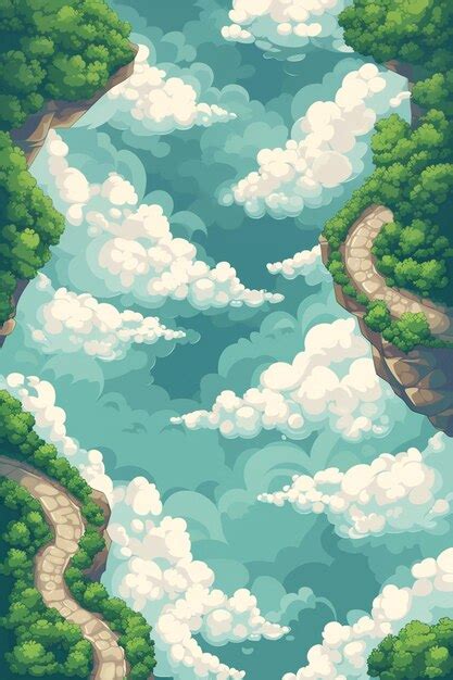 A Cartoon Illustration Of A Winding Path Between Two Cliffs Generative