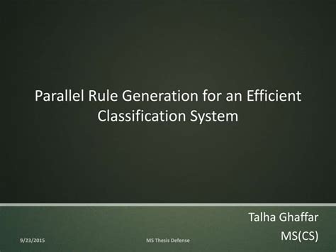 parallel rule generation for efficient classification system ppt
