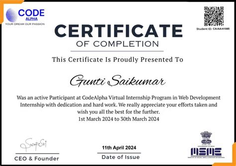 Gunti Saikumar On Linkedin Webdevelopment Internship Codealpha Webdevelopment