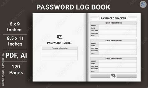 Password Logbook Template Set Password Log Template Password Tracker