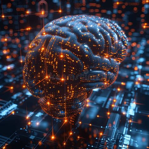 Digital Neural Brain Binary Ai Intellect Stock Illustration