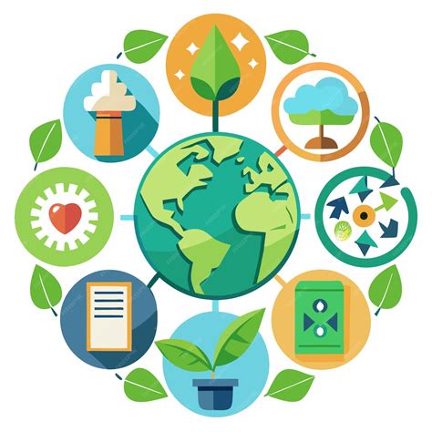 Earth Surrounded By Green Leaves Symbols And Icons Representing
