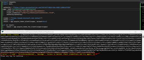 python microsoft graph api s access is denied check credentials and